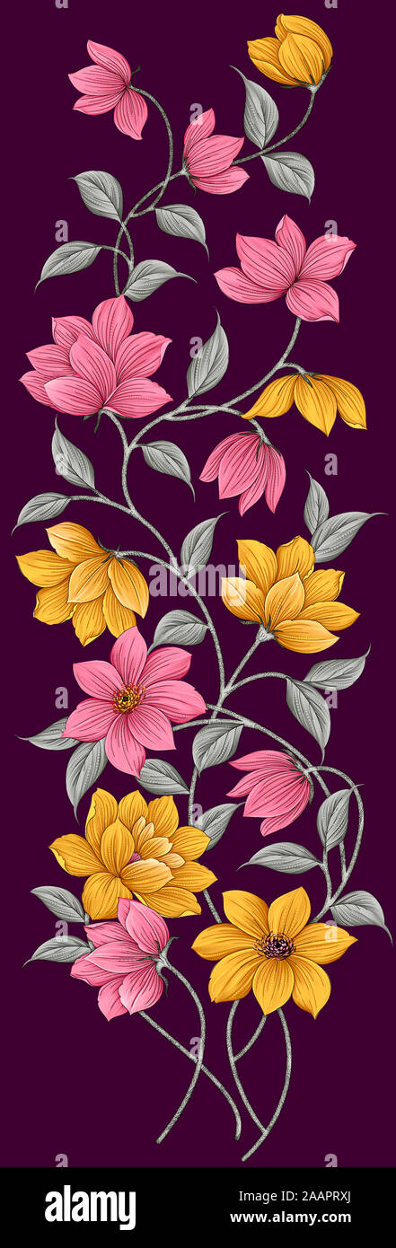 textile flower design motif background Stock Photo - Alamy