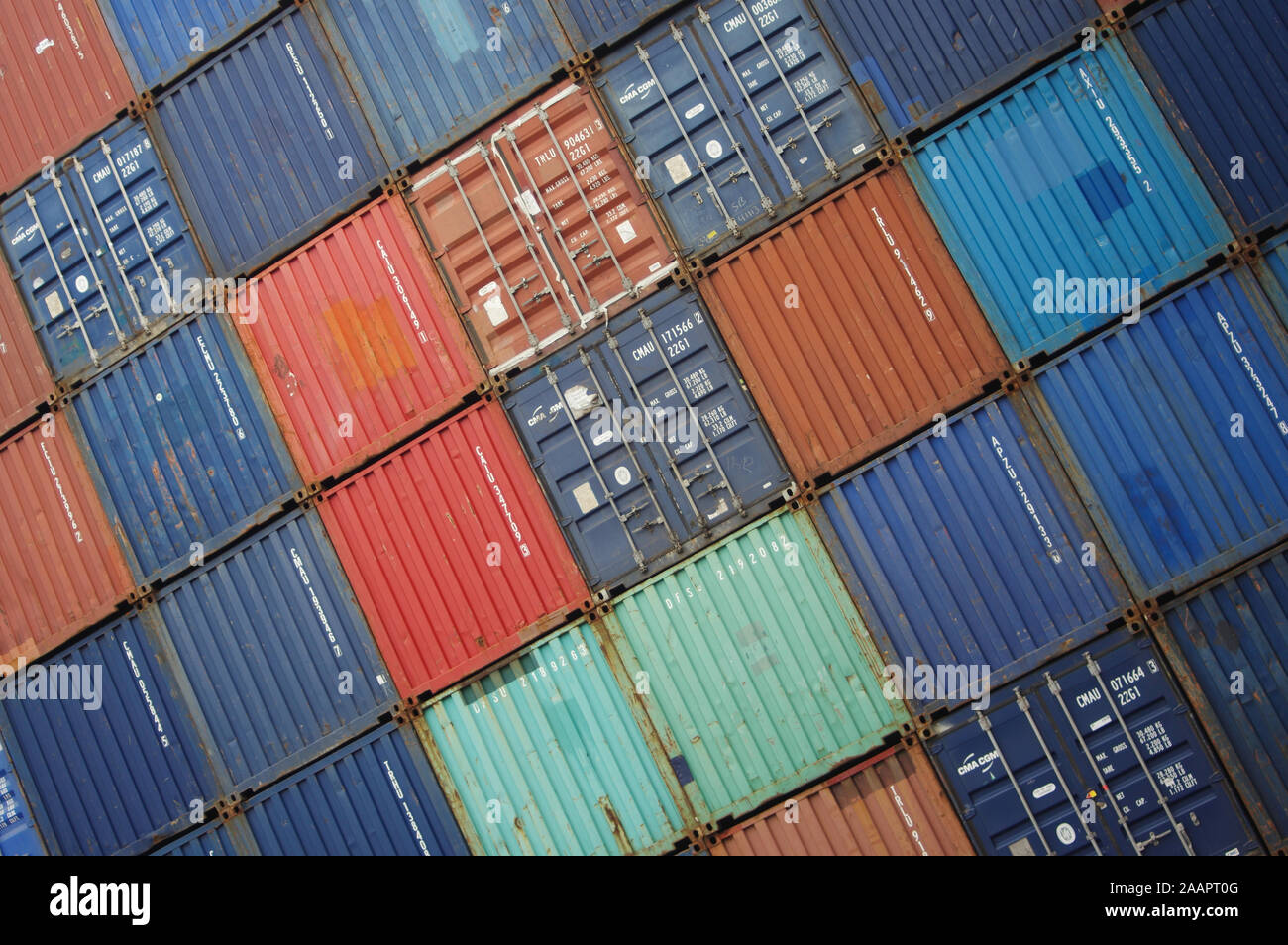 Freight shipping containers at the docks Stock Photo - Alamy