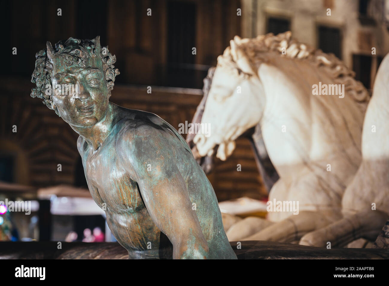 Detail from Satyr bronze statue 1575 of Giambologna, in Neptune ...