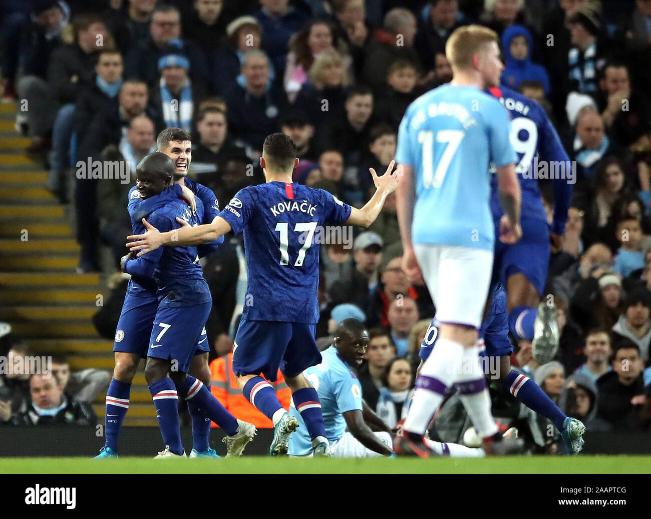 Chelsea's N'Golo Kante (left) celebrates scoring his sides first goal ...