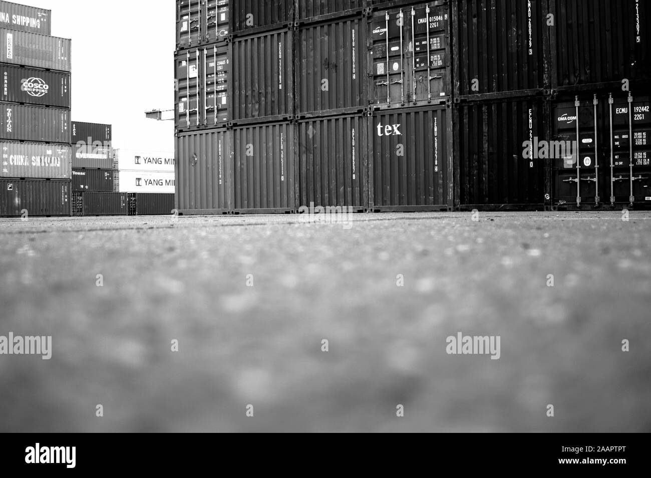 Freight shipping containers at the docks Stock Photo - Alamy