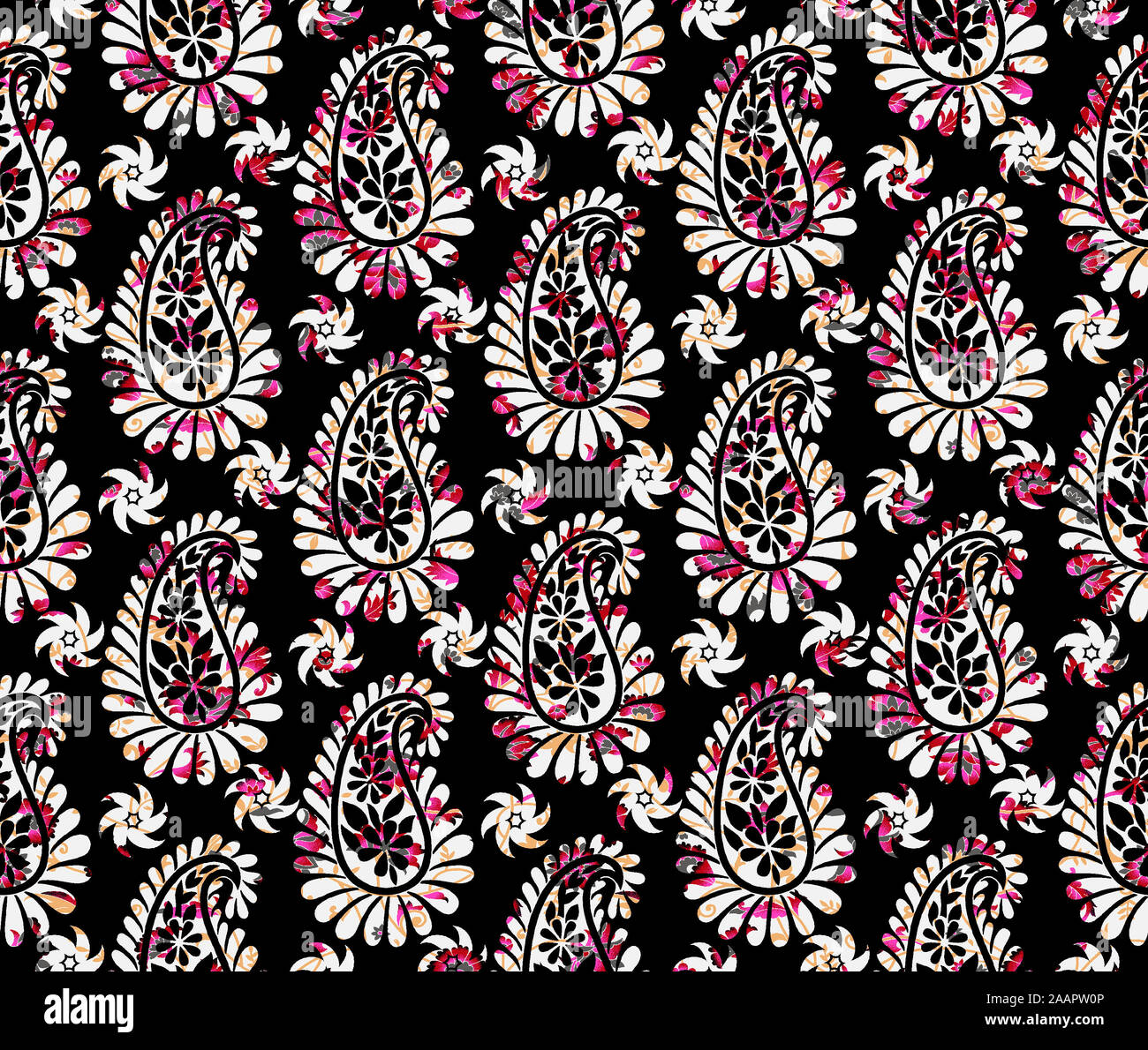 seamless decorative paisley pattern background Stock Photo - Alamy