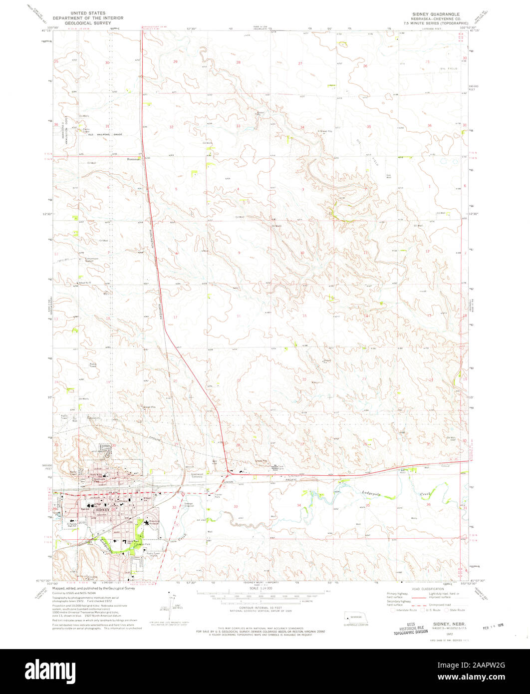 Map of sidney nebraska Cut Out Stock Images & Pictures - Alamy