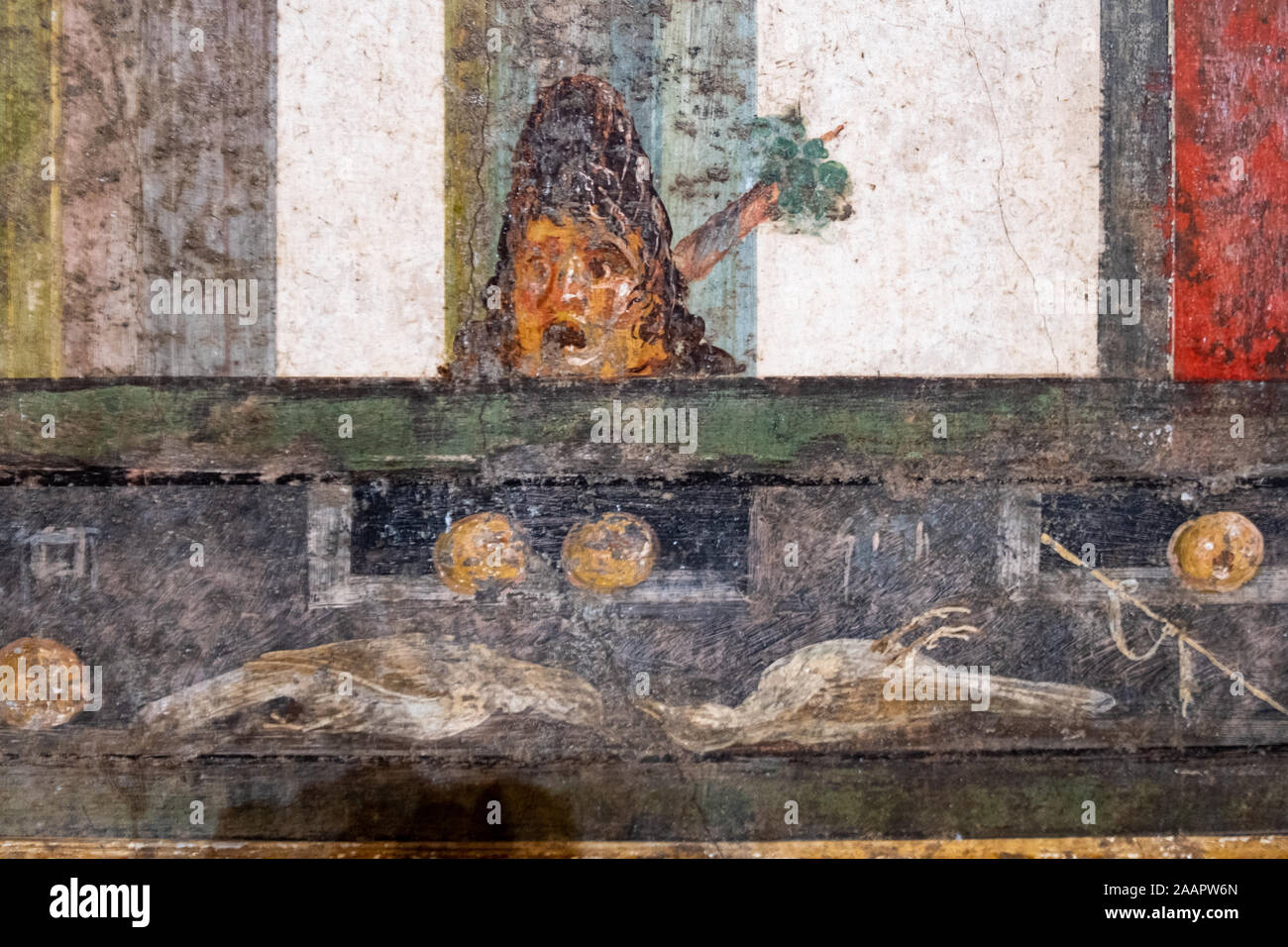 Ancient roman actor mask, Ancient fresco in a house in Pompeii, Pompeii ...