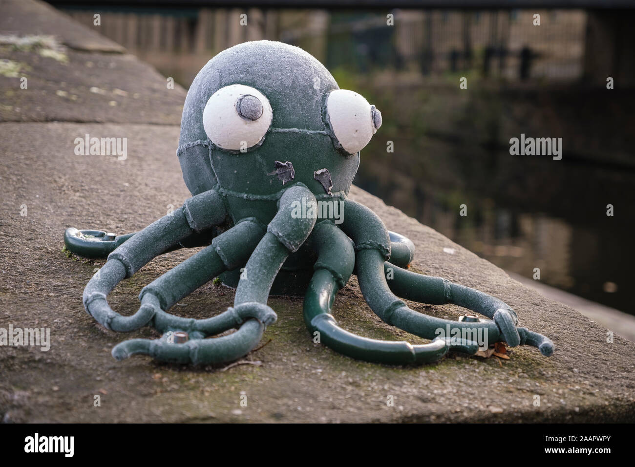 Octopus artwork by the Leeds and Liverpool canal, Saltaire, Bradford ...