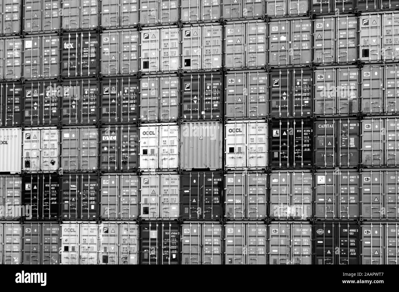 Freight shipping containers at the docks Stock Photo - Alamy