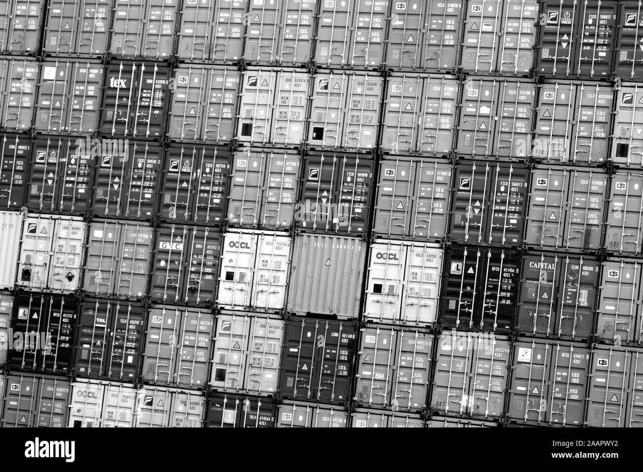Freight shipping containers at the docks Stock Photo - Alamy