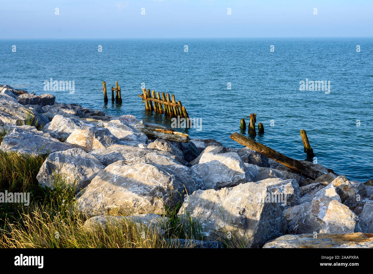 Rock armour coastal defences Stock Photo - Alamy