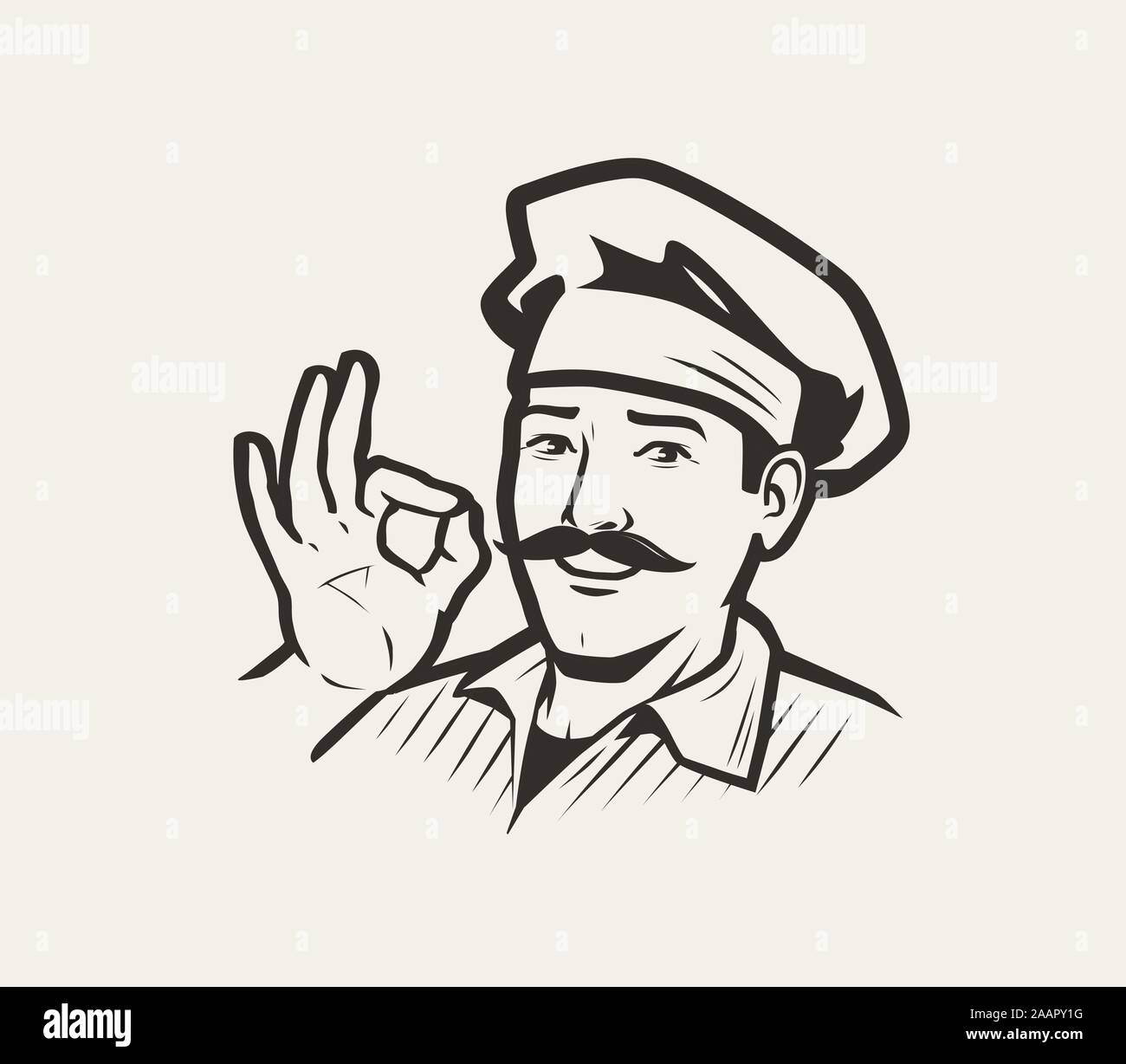 Cook, chef logo. Restaurant, cooking symbol. Sketch vector illustration ...