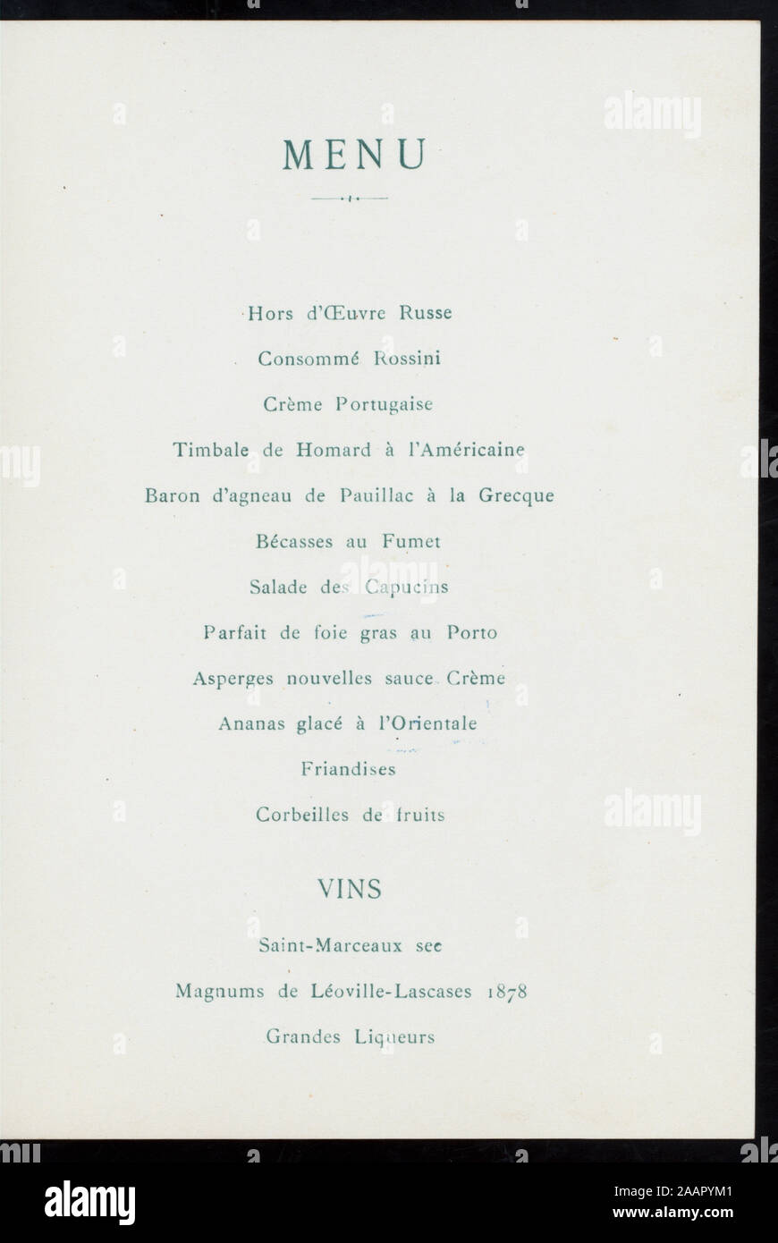 The ritz paris menu hi-res stock photography and images - Alamy