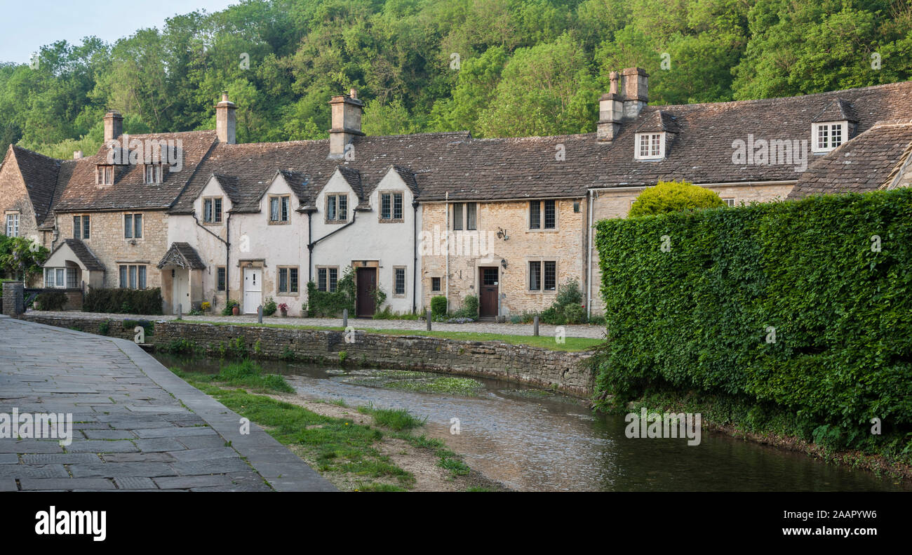 CASTLE COMBE, COTSWOLDS, UK - MAY 26, 2018: Street view of old ...