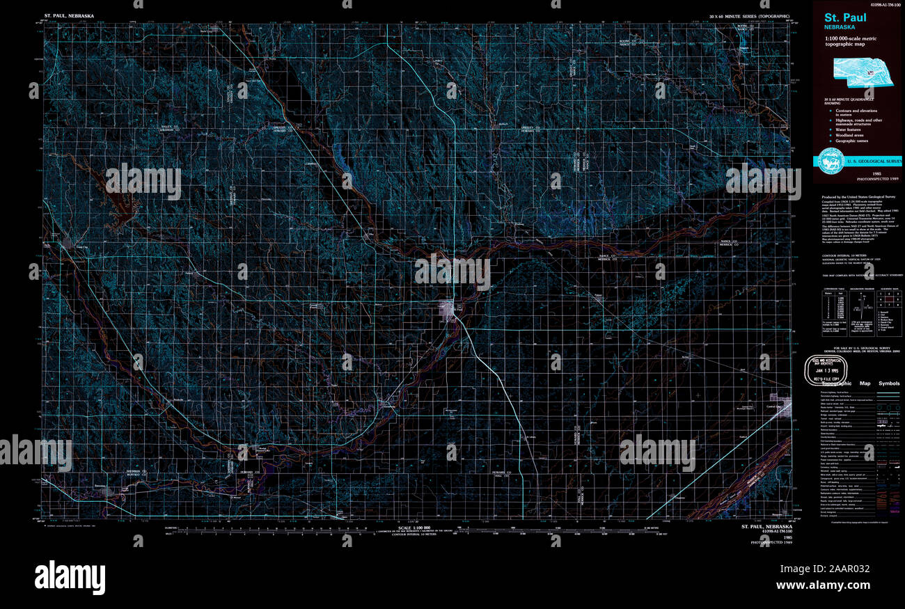 Map of st paul nebraska hi-res stock photography and images - Alamy