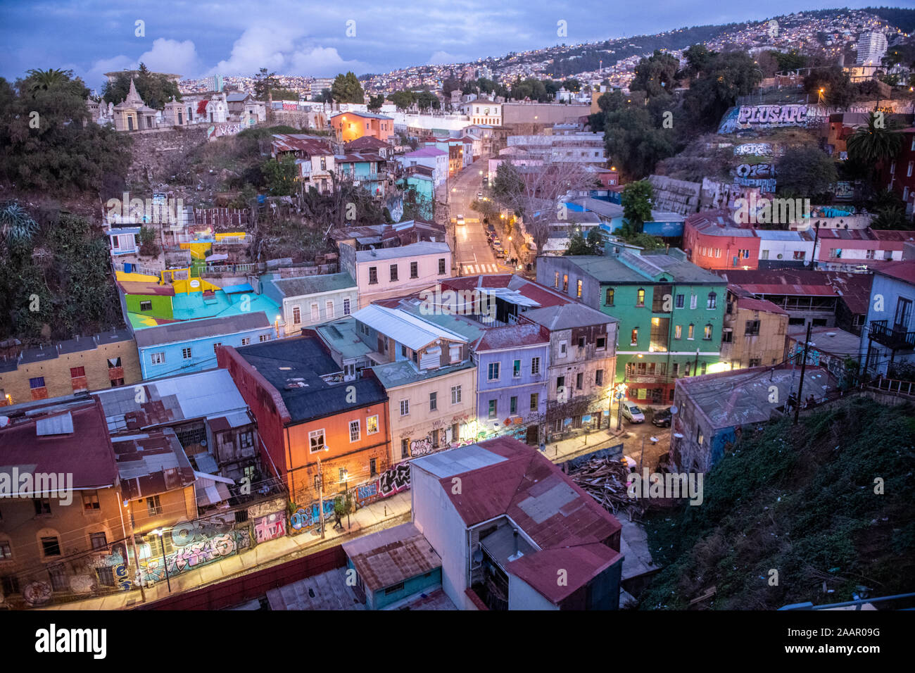 Cerro Concepcion, the historical district of the seaport of Valparaiso ...