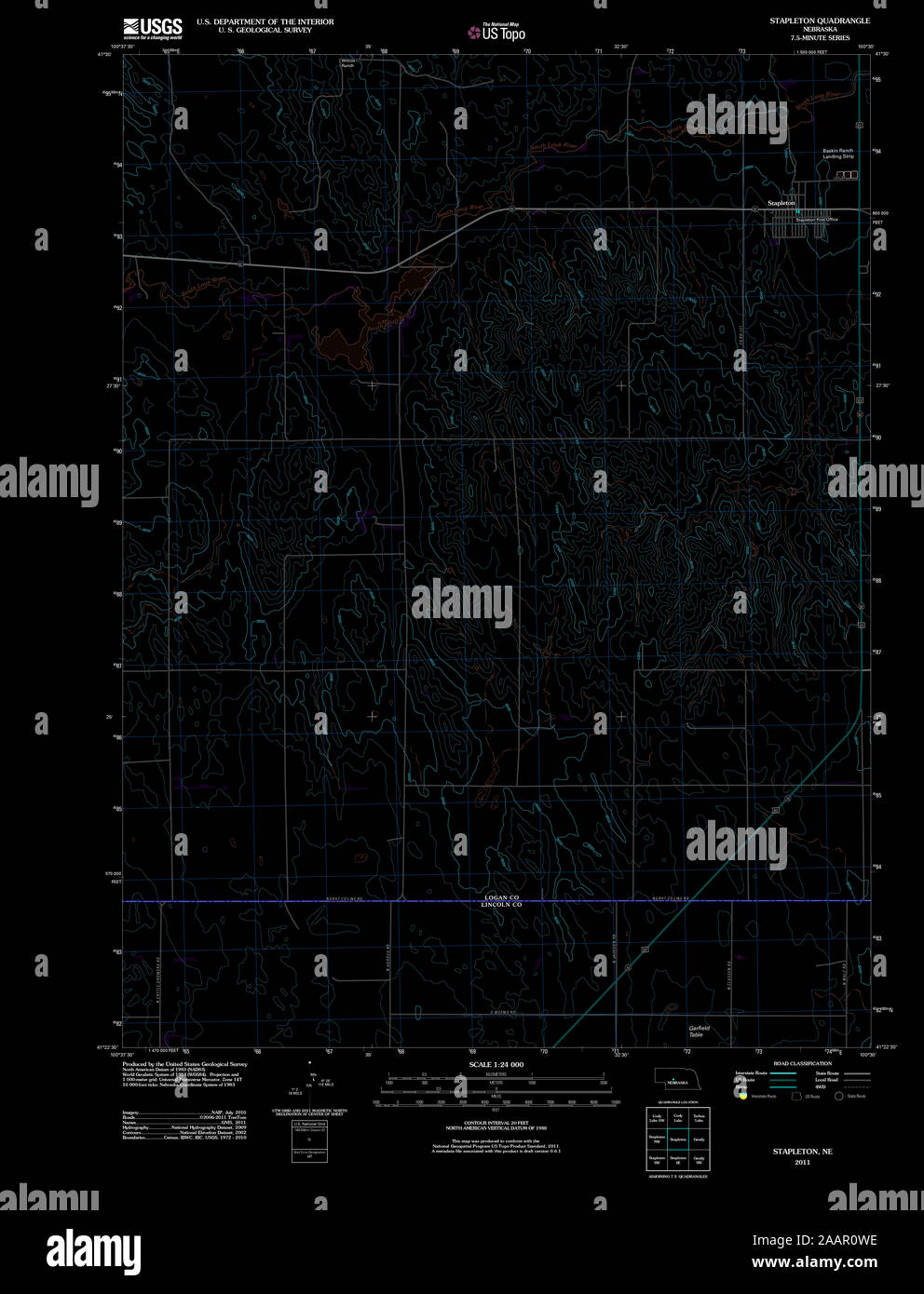 Map of stapleton nebraska hi-res stock photography and images - Alamy