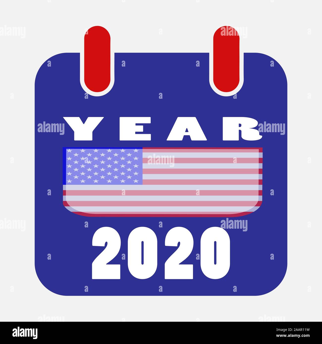 2020 Year Vector Calendar App Icon US Flag Eps 10 Stock Vector Image ...