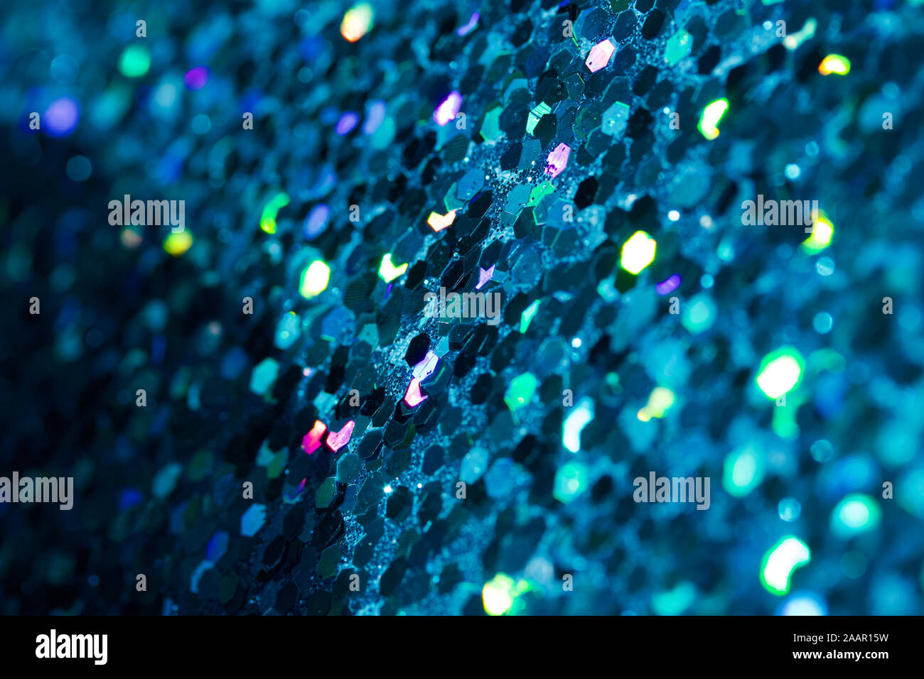 Macro abstract sparkle background of vibrant deep blue holiday glitter ...