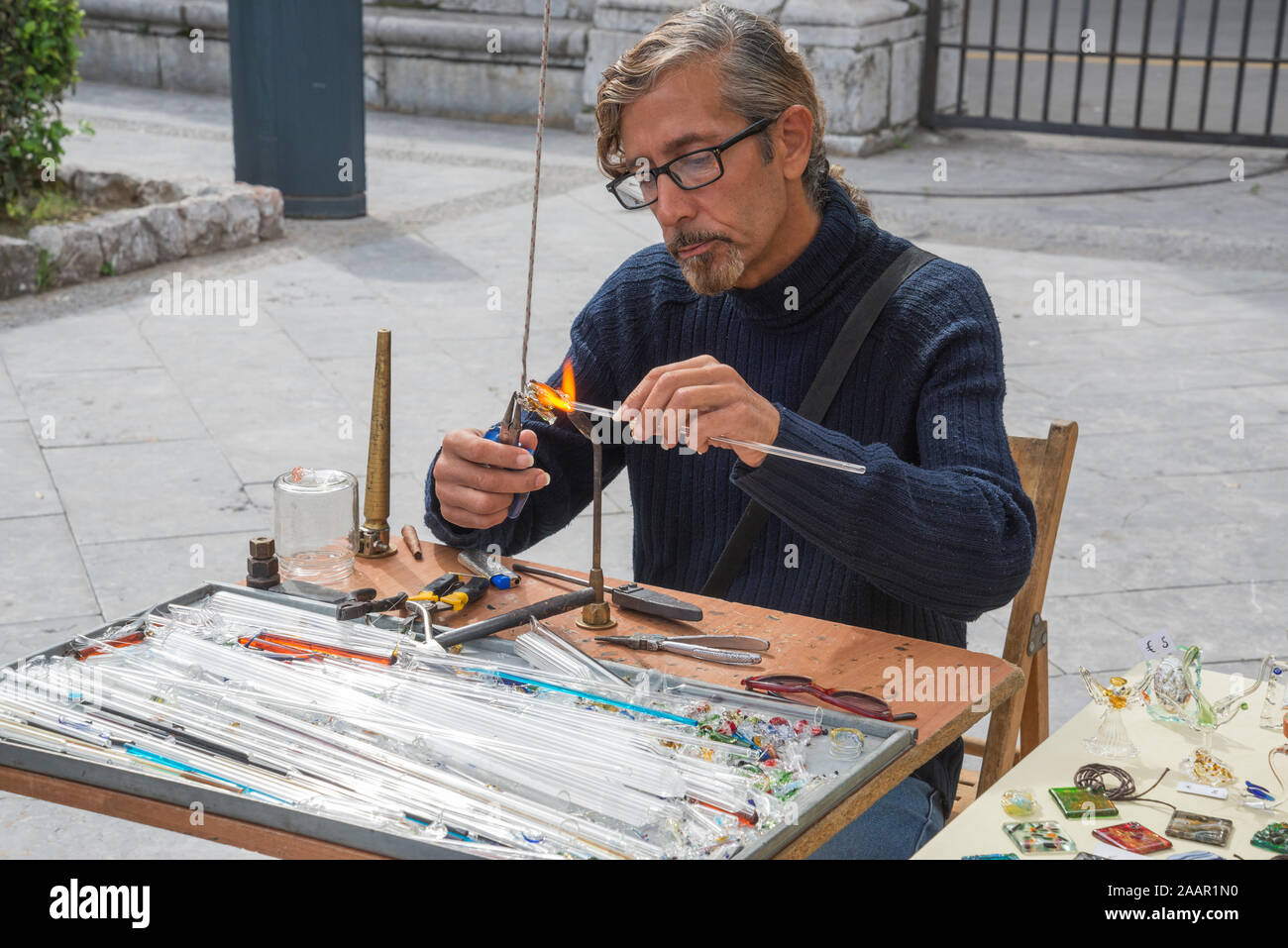 Bead making and glass jewellery, Palermo, Sicily, Italy, Europe Stock ...