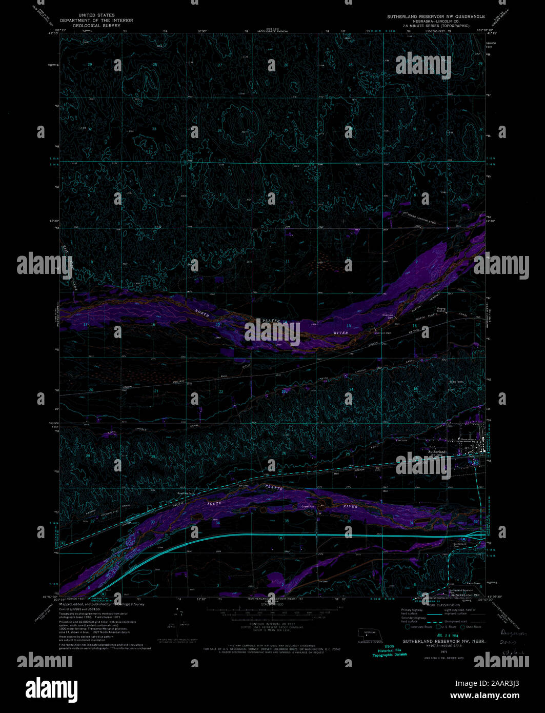 Map of sutherland nebraska hi-res stock photography and images - Alamy