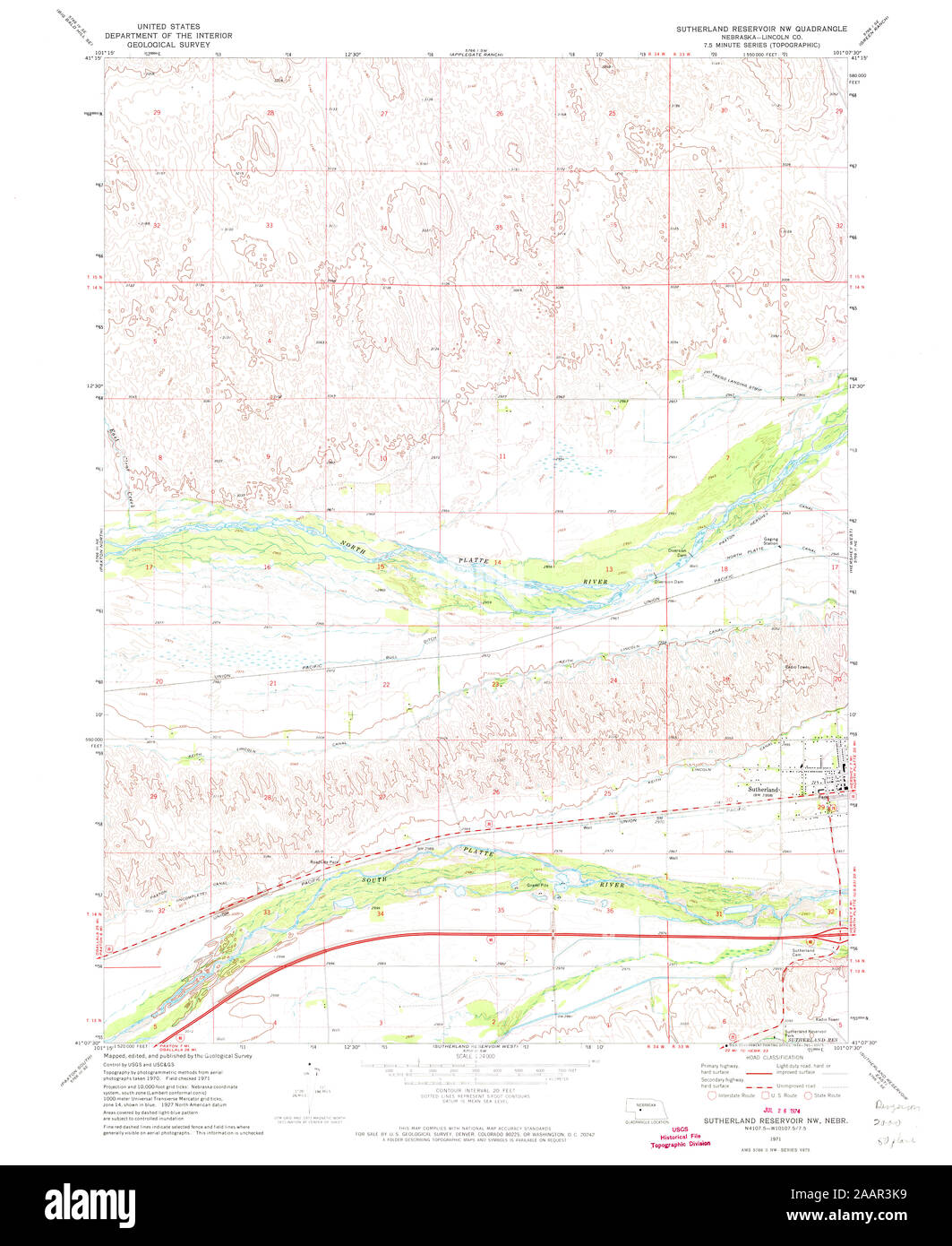 Map of sutherland nebraska hi-res stock photography and images - Alamy