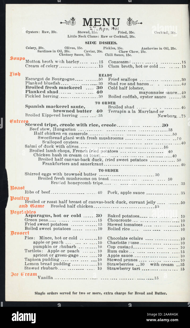 DINNER (held by) DAVID CAFE AND RESTAURANT (at) 69 LIBERTY STREET (NEW ...