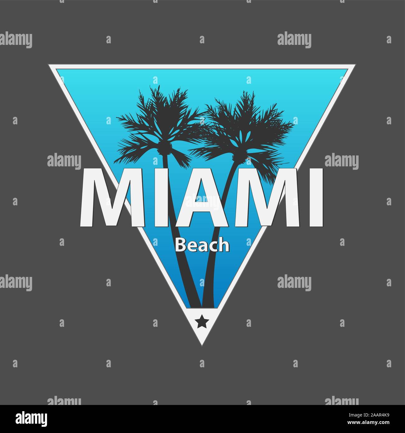 Miami Beach tropical palms silhouettes, vector nature illustration in ...