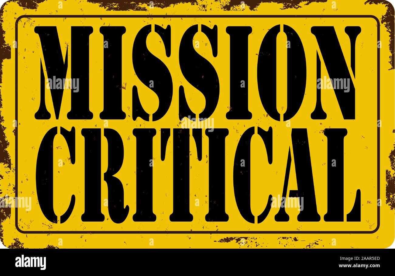 square grunge warning sign mission critical on a white background Stock ...