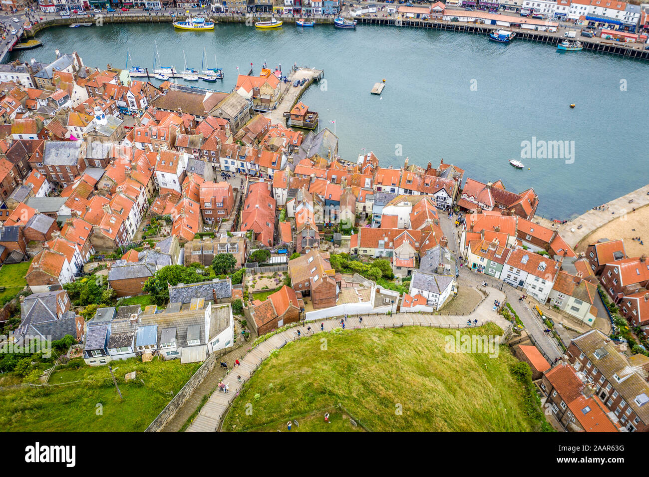 The quaint English seaside town of Whitby, Yorkshire, United Kingdom ...