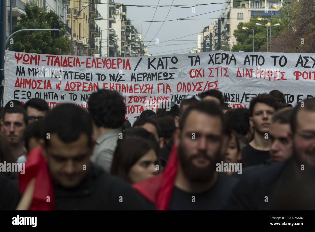 Athens, Greece. 17th Nov, 2019. Leftists march shouting slogans against ...