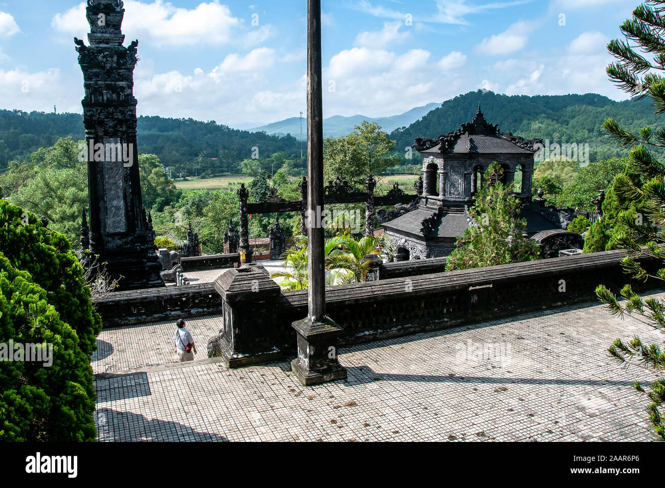 Finely inlaid gray stone pavilions lead to the sumptuous tomb of ...