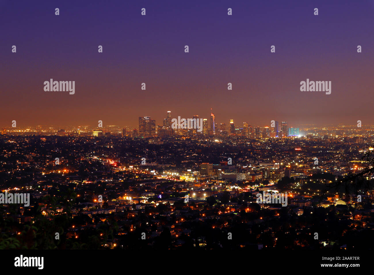 LOS ANGELES (California) Sunset view from Griffith Observatory Stock ...