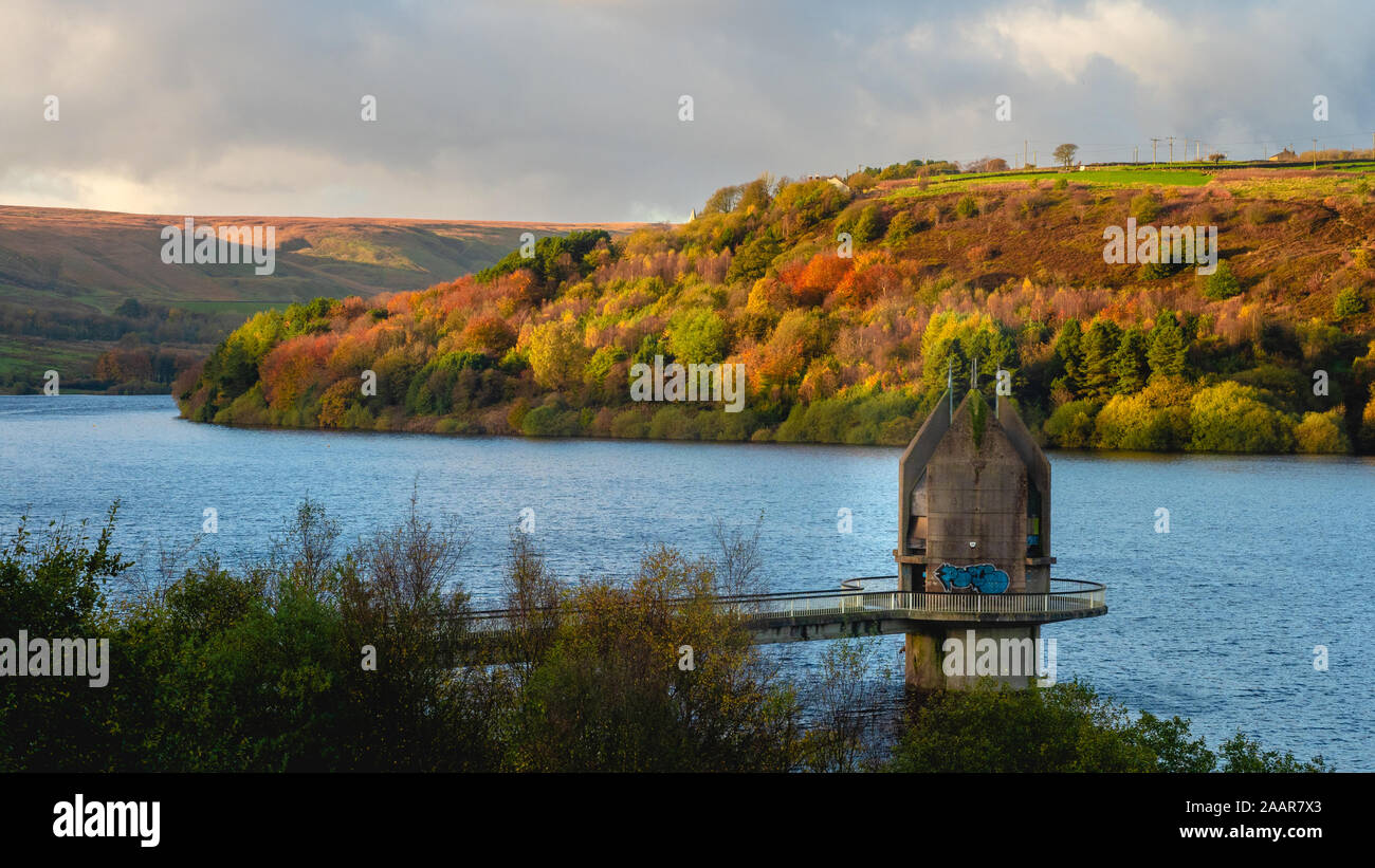 The Water Tower at Scammonden Reservoir Stock Photo - Alamy