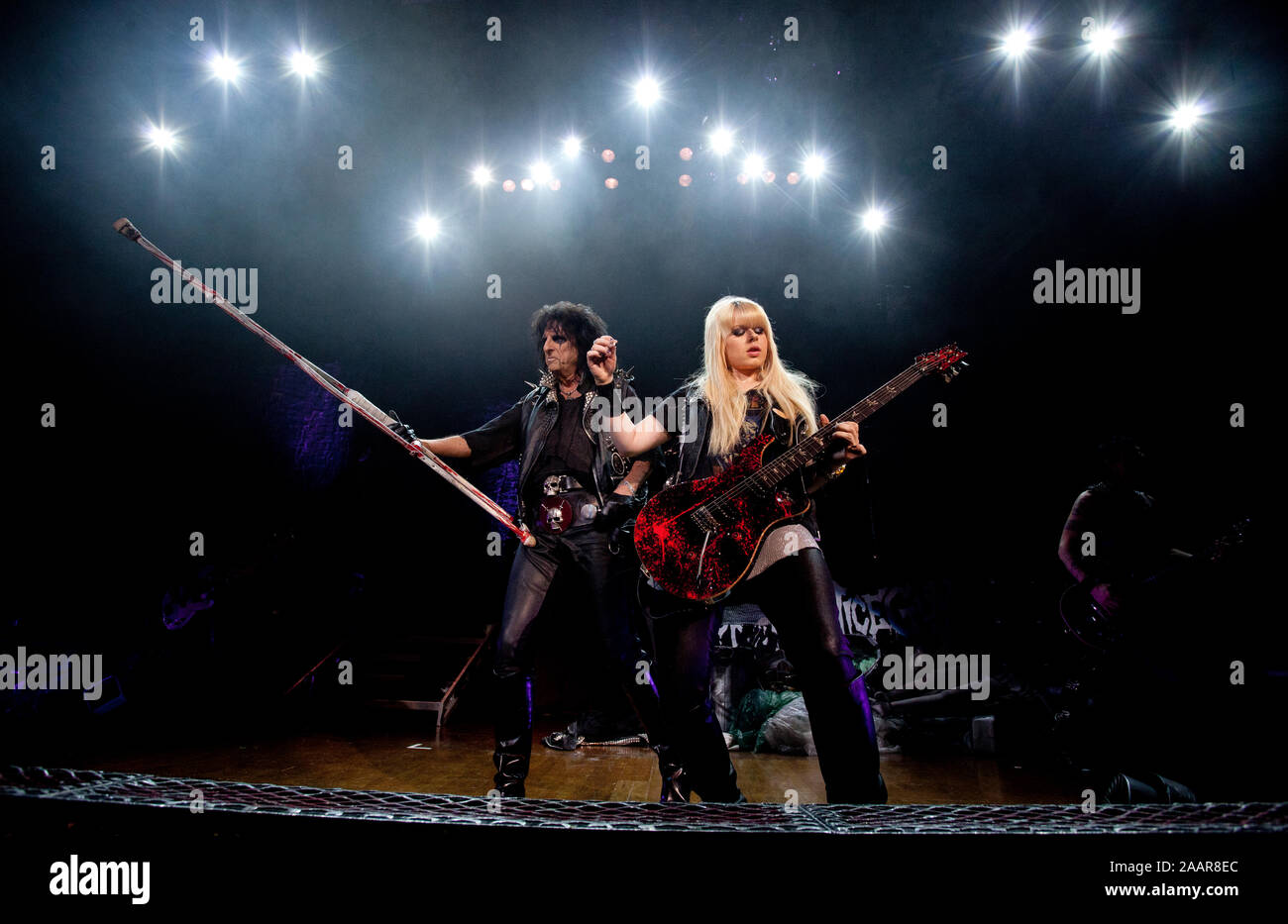Orianthi performing with Alice Cooper at Colston Hall in Bristol on ...