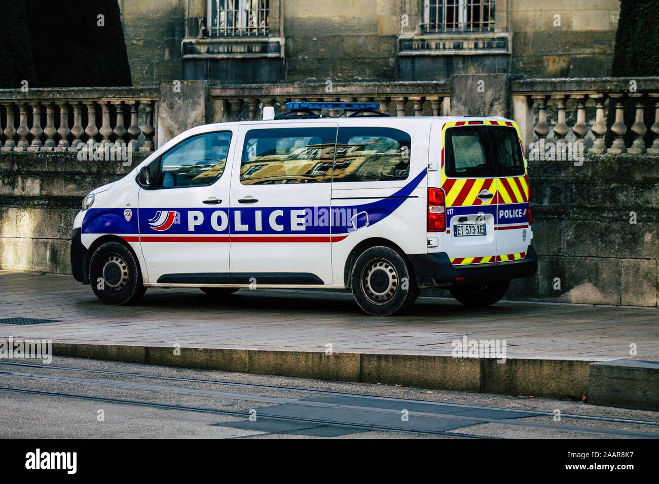Reims France July 22, 2018 View of a French police car parked in the ...