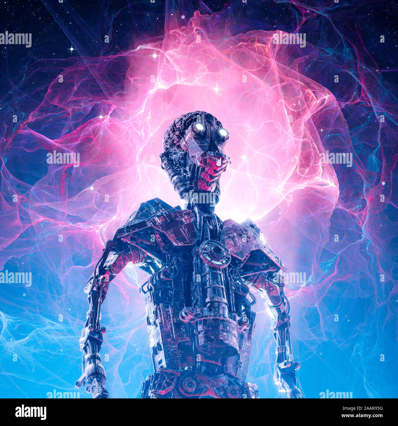 My digital dreams in stars / 3D illustration of futuristic science ...