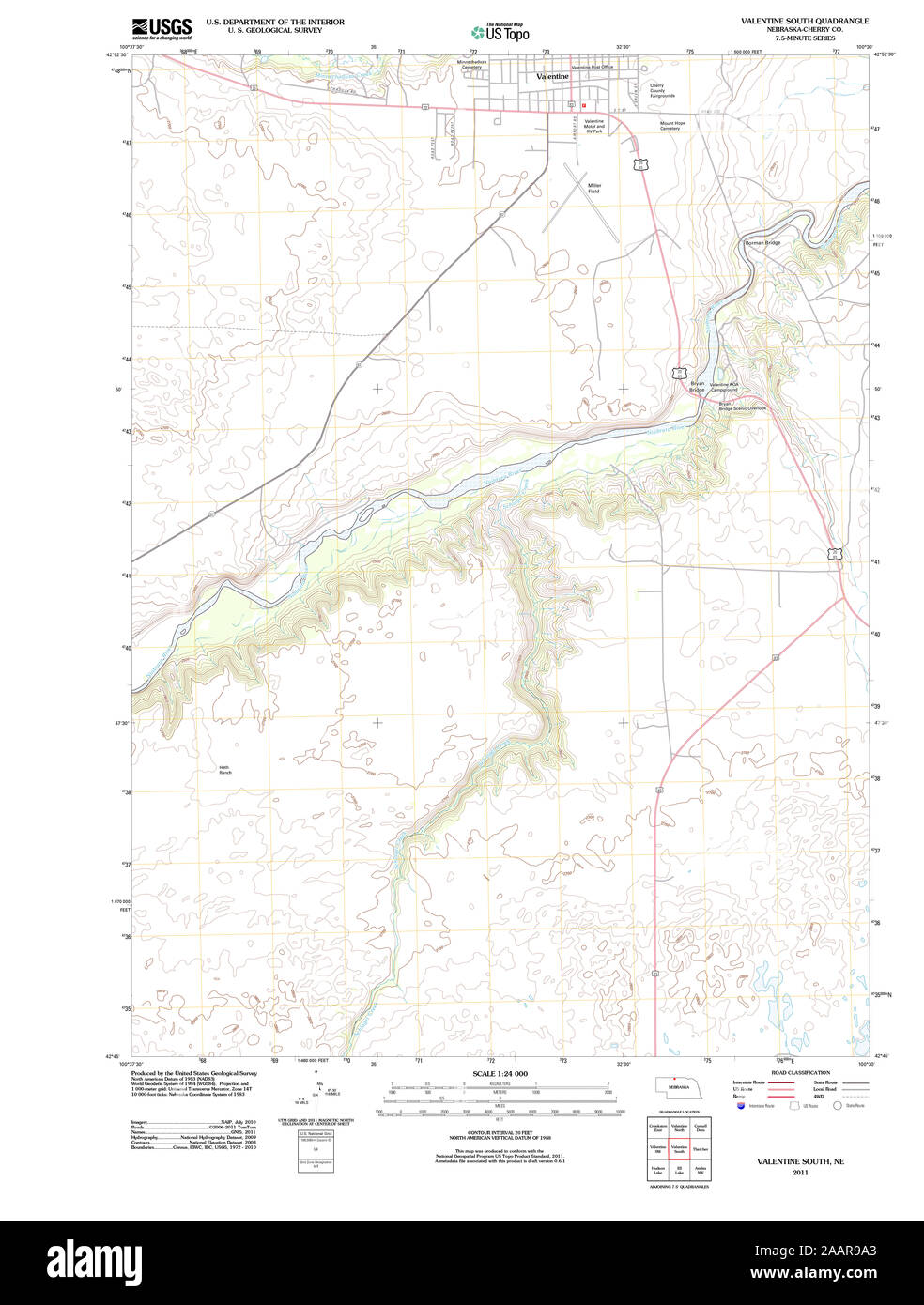 Valentine nebraska map hi-res stock photography and images - Alamy