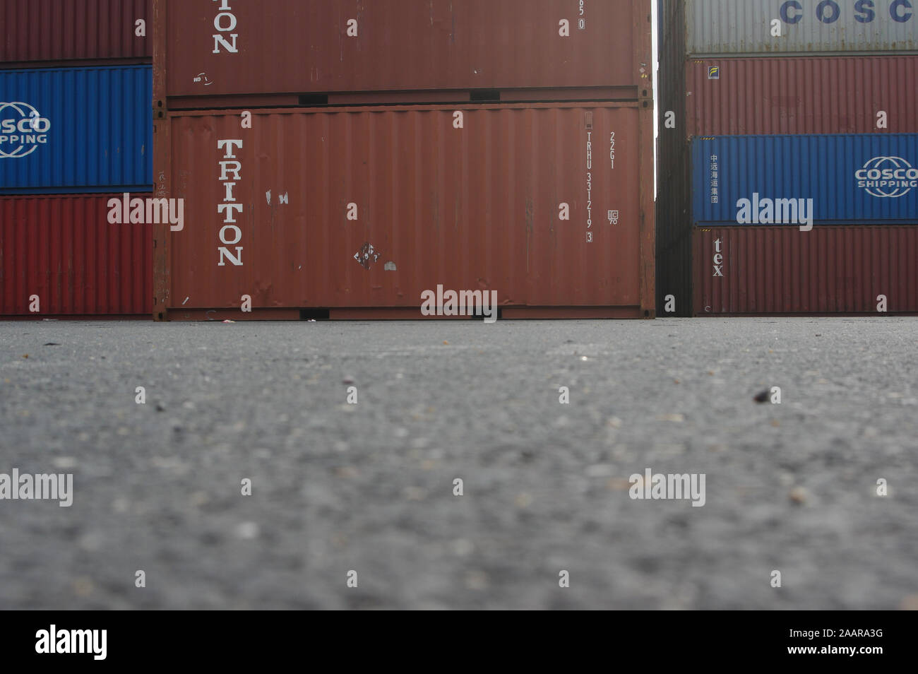 Freight shipping containers at the docks Stock Photo - Alamy