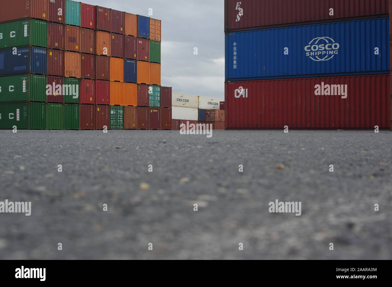Freight shipping containers at the docks Stock Photo - Alamy