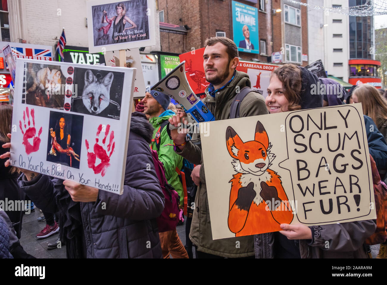 London, UK. 23rd November 2019. Several hundred protesters on the ...