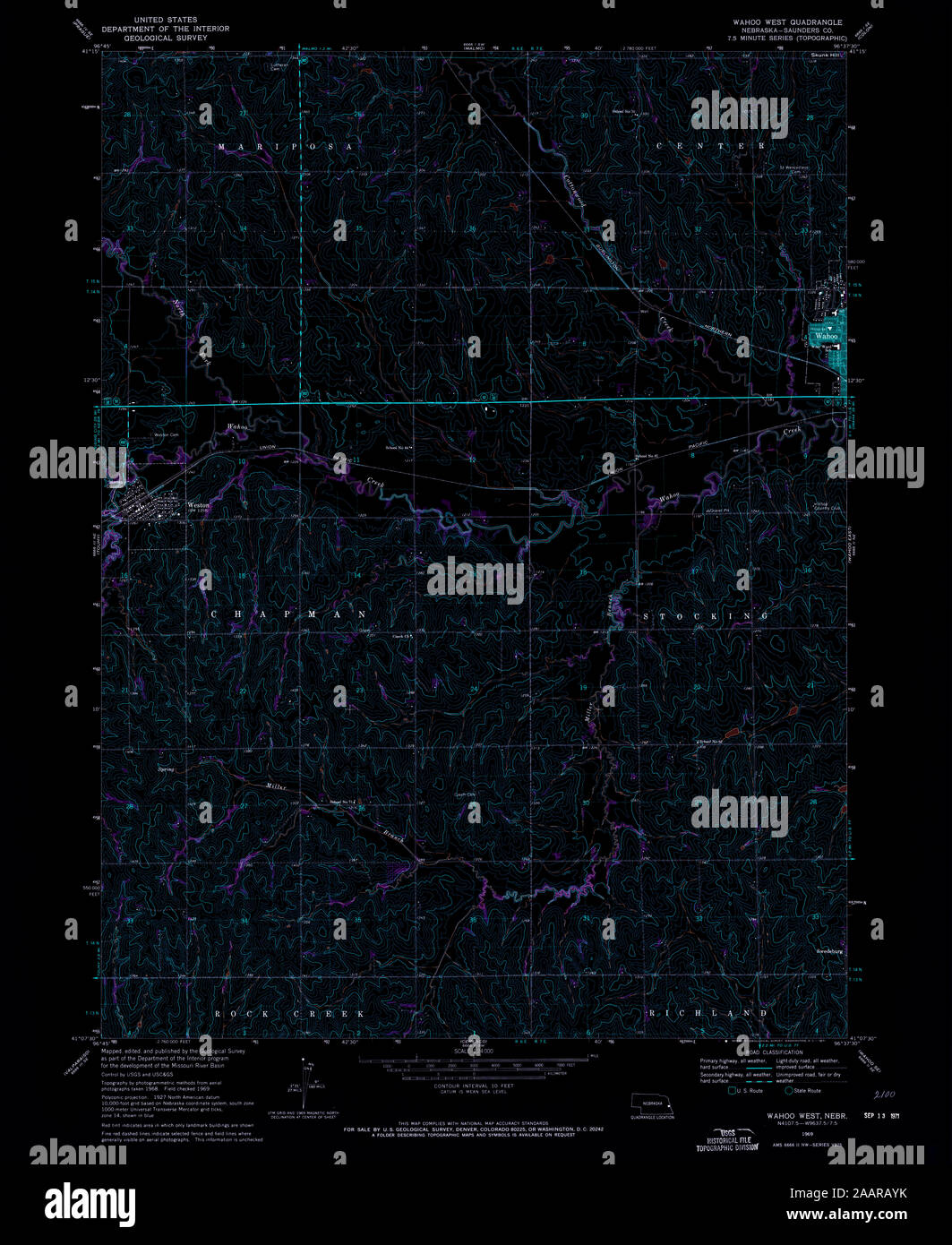 Map of wahoo nebraska hi-res stock photography and images - Alamy