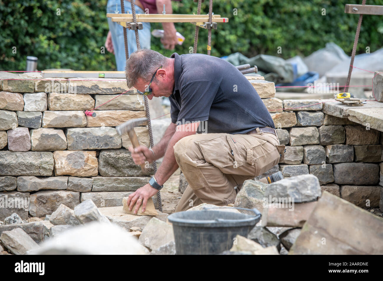 A stone mason displaying his talents, the Great Yorkshire Show ...