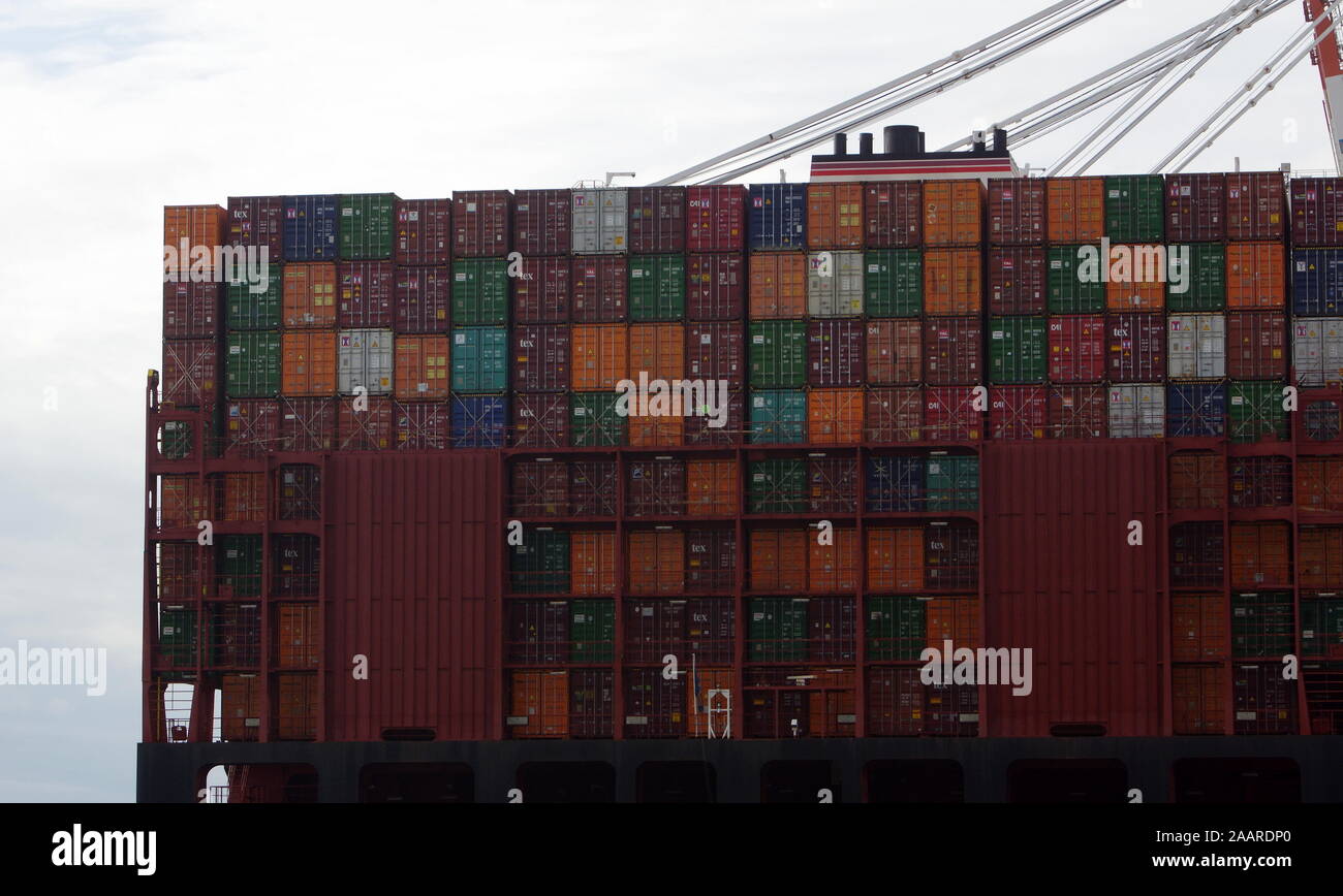 Container ship in export and import business and logistics Stock Photo ...