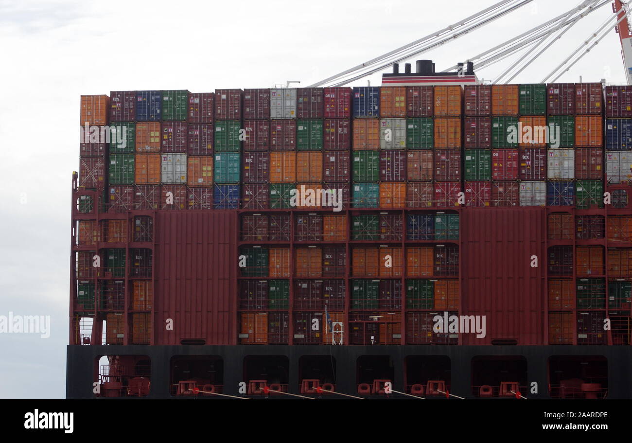 Container ship in export and import business and logistics Stock Photo ...