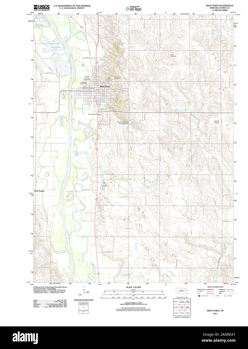 Map of west point nebraska Cut Out Stock Images & Pictures - Alamy