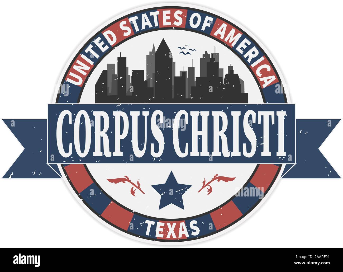 Grunge rubber stamp or label with text Corpus Cristi, Texas written ...