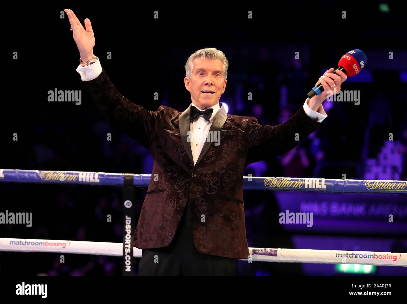 Boxing ring announcer Michael Buffer at the M&S Bank Arena, Liverpool ...