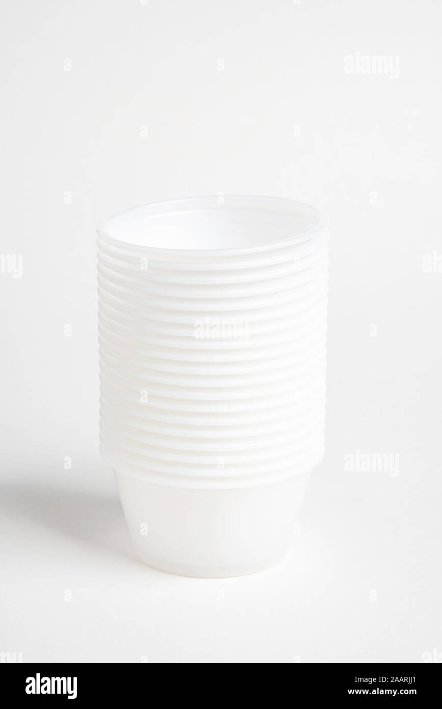 A stack of small plastic container for specimen medical laboratory ...