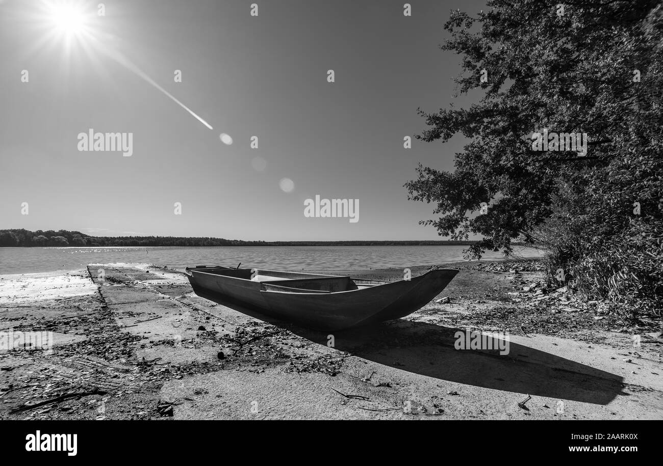 Landscape small ship in Black and White Stock Photos & Images - Alamy