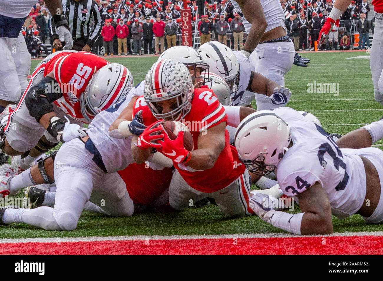 Columbus, Ohio, USA. 23rd Nov, 2019. Ohio State Buckeyes running back J ...