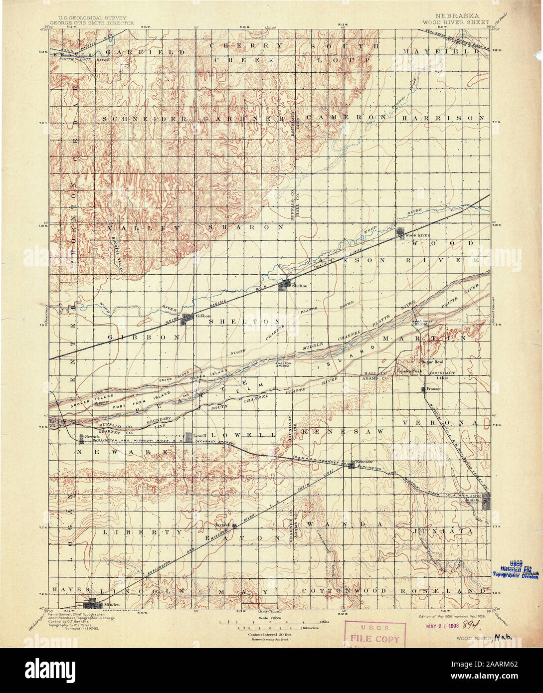 Map of wood river nebraska hi-res stock photography and images - Alamy