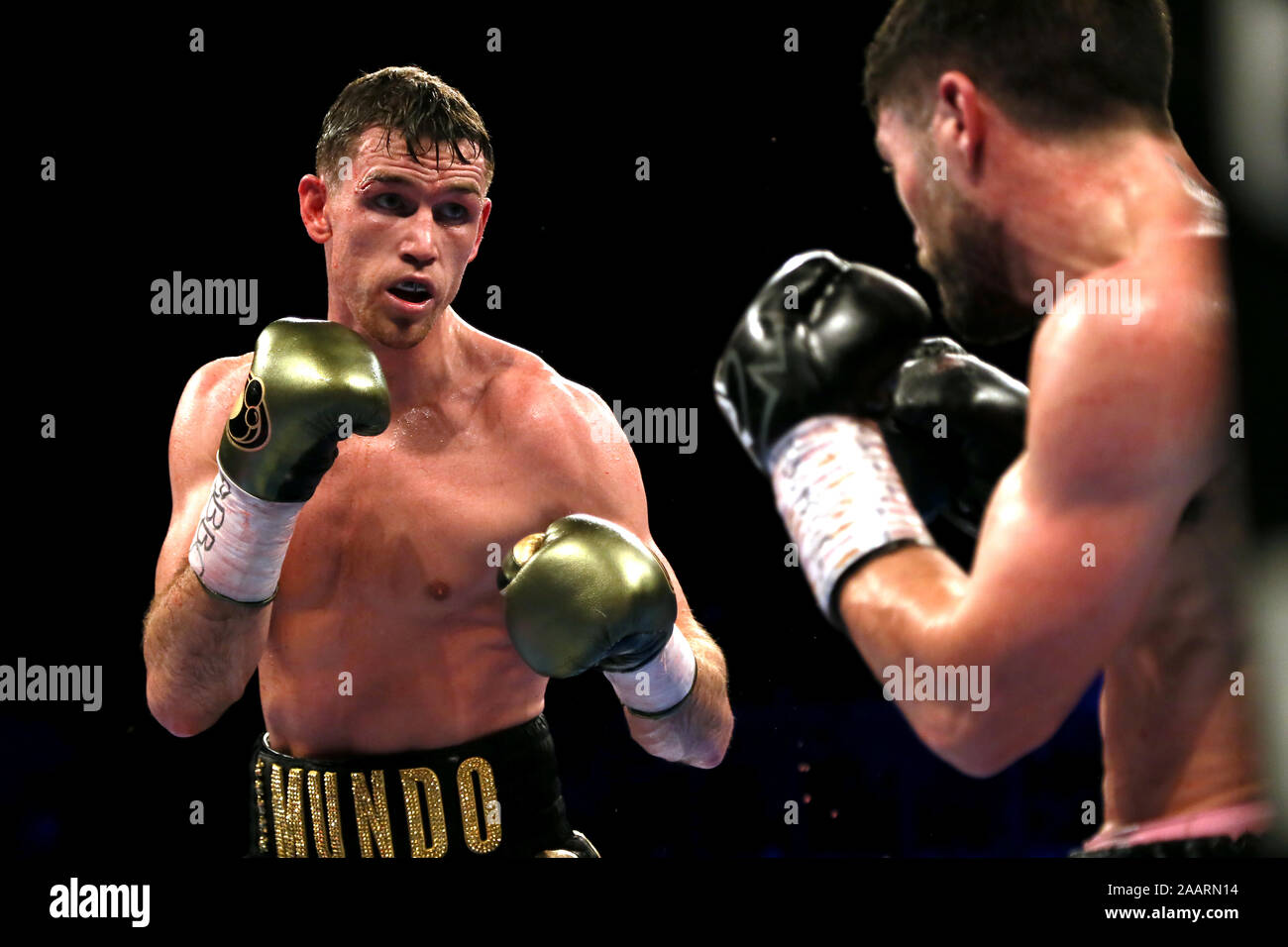 Callum Smith (left) and John Ryder during the WBA World, WBC Diamond ...